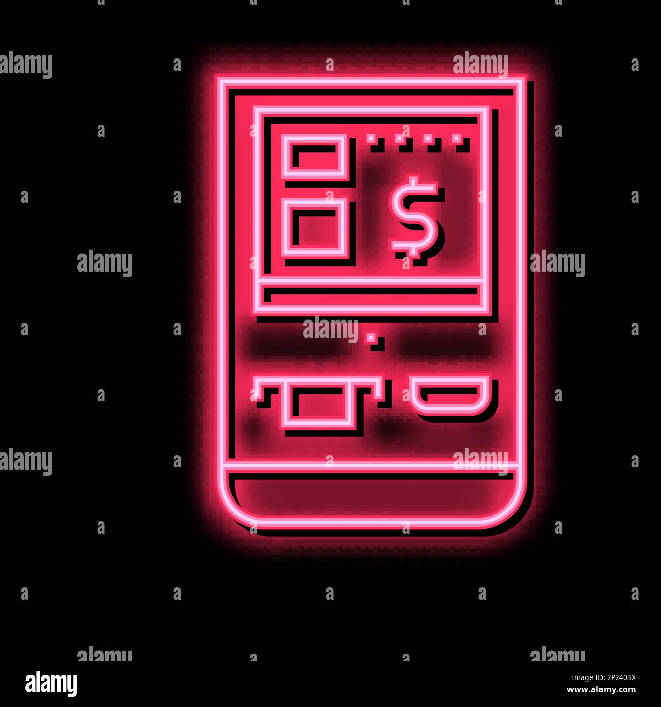 multifunctional pos terminal neon glow icon illustration Stock Vector ...