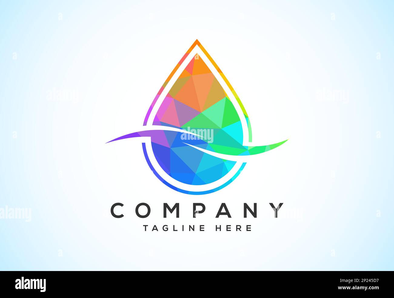 Abstract polygonal water drop logo sign symbol. Low poly water drop ...