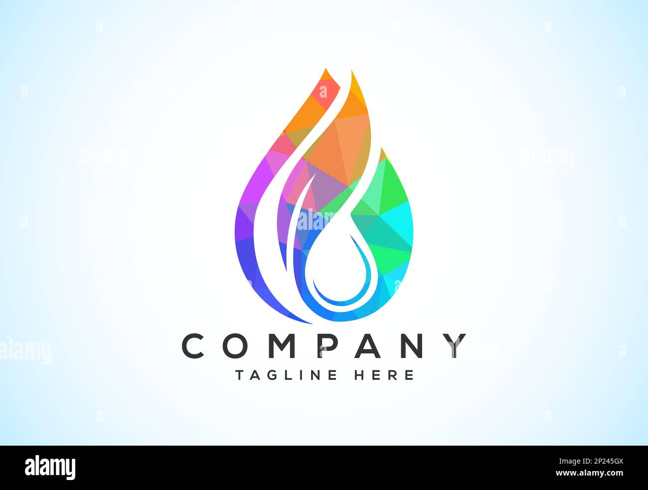 Abstract polygonal water drop logo sign symbol. Low poly water drop ...