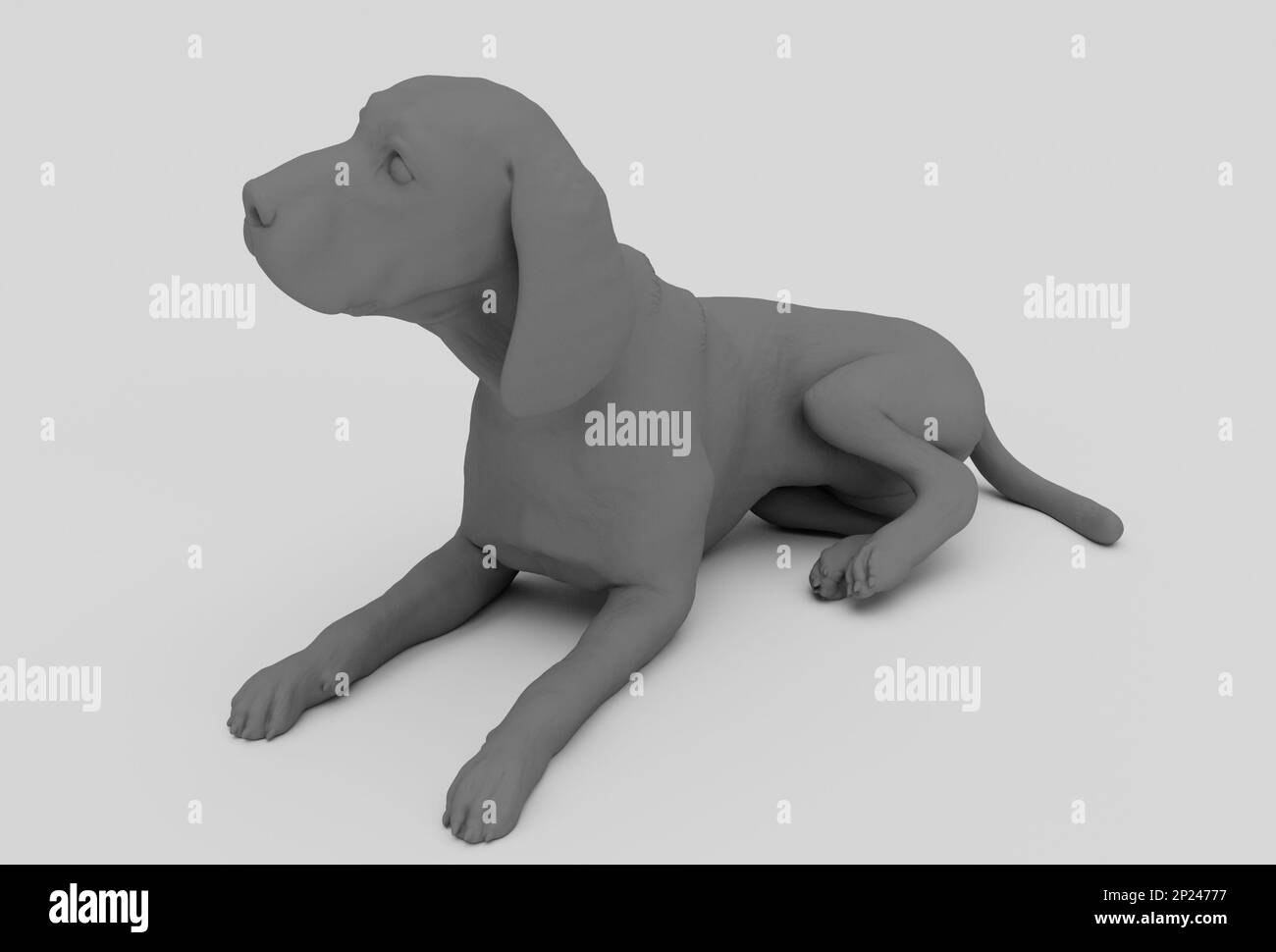cute dog minimal 3d illustration on white background Stock Photo - Alamy