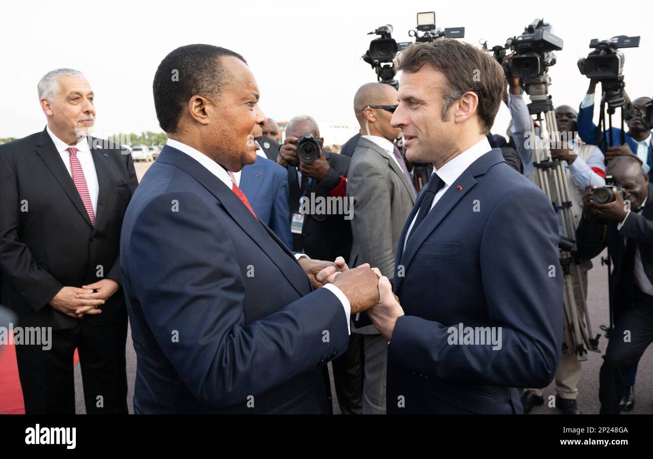 President of the Republic of the Congo Denis Sassou-Nguesso welcomes ...