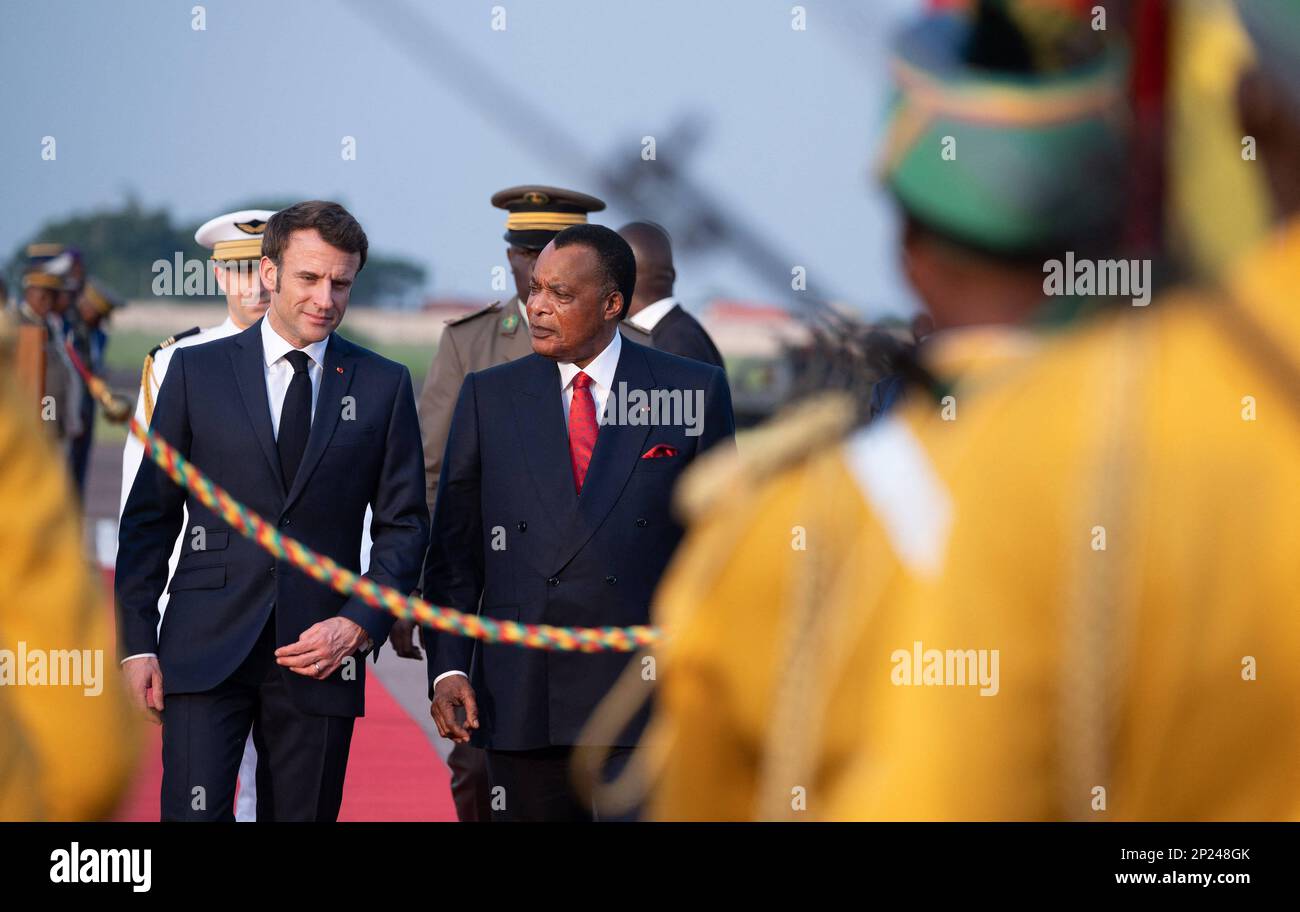 President of the Republic of the Congo Denis Sassou-Nguesso welcomes ...