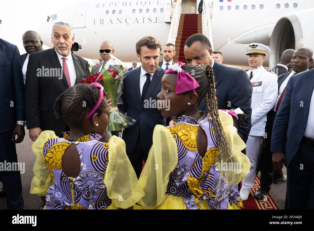 President of the Republic of the Congo Denis Sassou-Nguesso welcomes ...