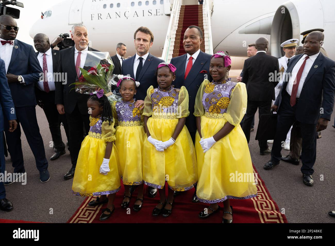 President of the Republic of the Congo Denis Sassou-Nguesso welcomes ...