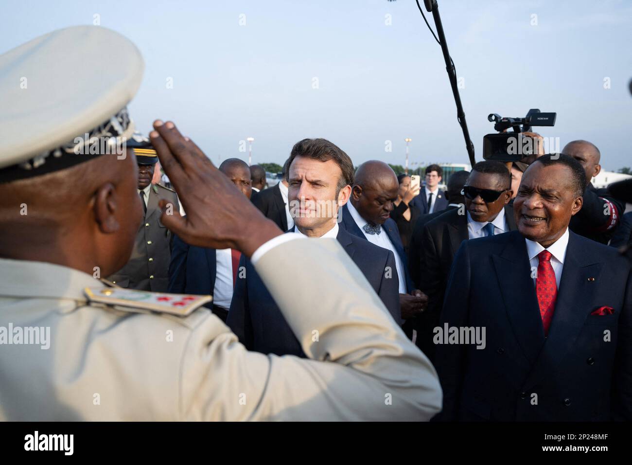 President of the Republic of the Congo Denis Sassou-Nguesso welcomes ...