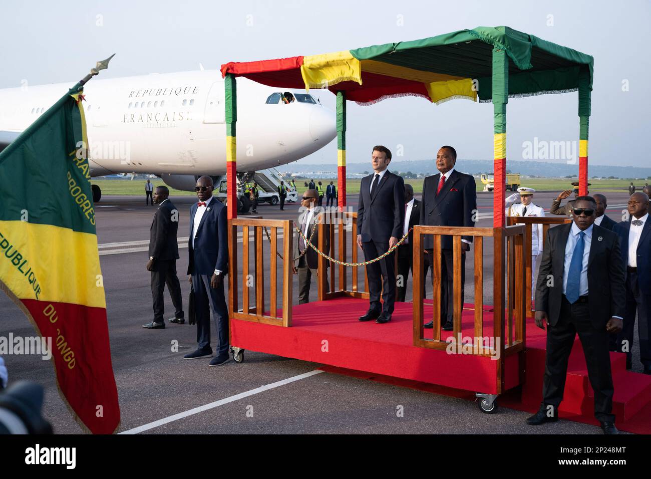 President of the Republic of the Congo Denis Sassou-Nguesso welcomes ...