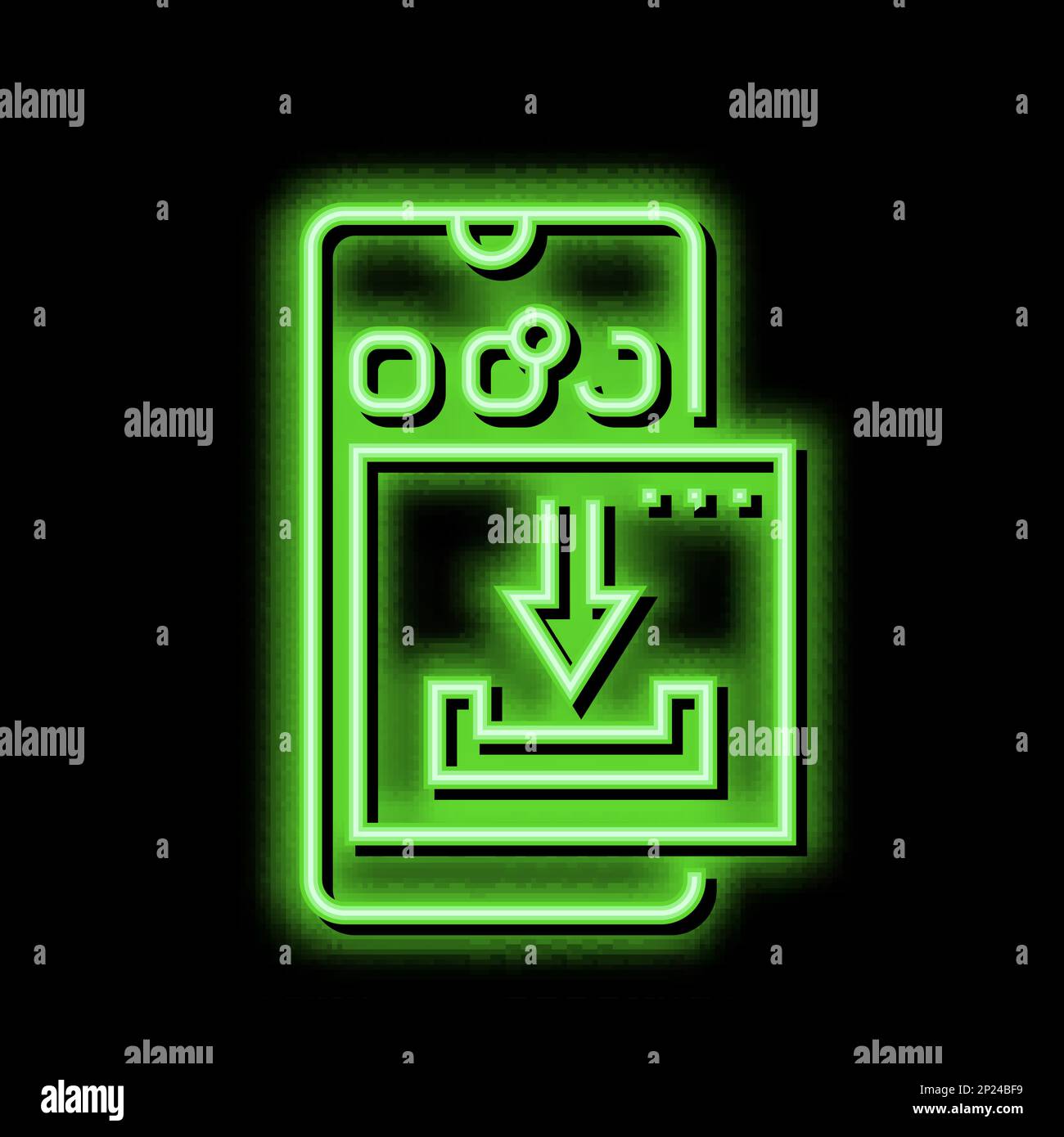 download mobile phone app ugc neon glow icon illustration Stock Vector ...