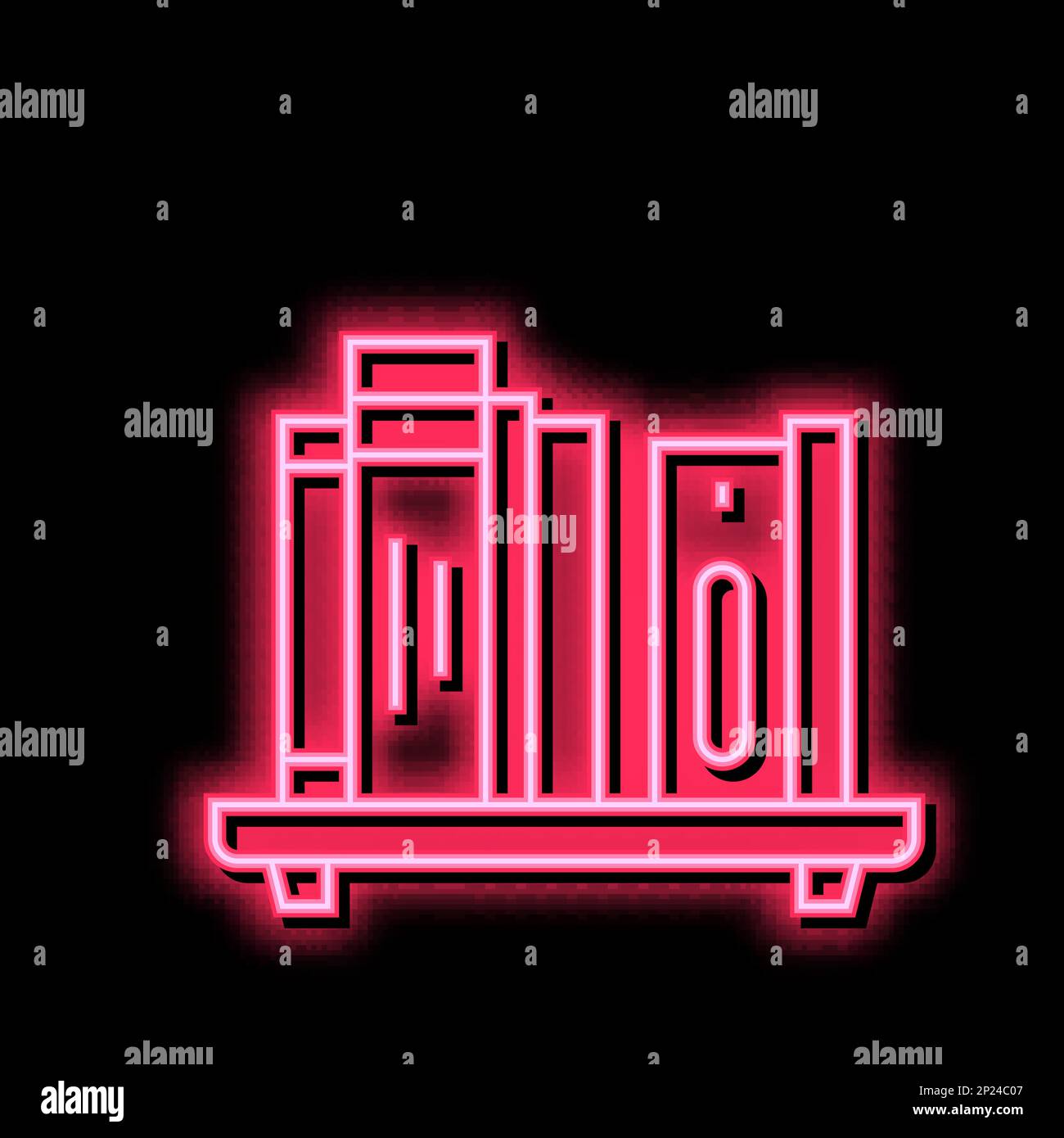 bookshelf with books neon glow icon illustration Stock Vector Image ...