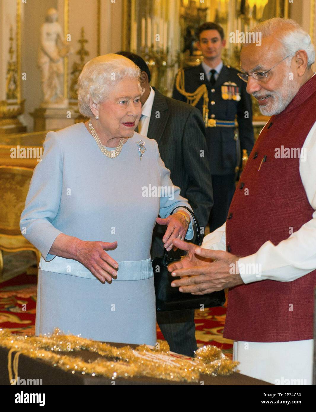 Britain's Queen Elizabeth II, left, and Indian Prime Minister Narendra ...