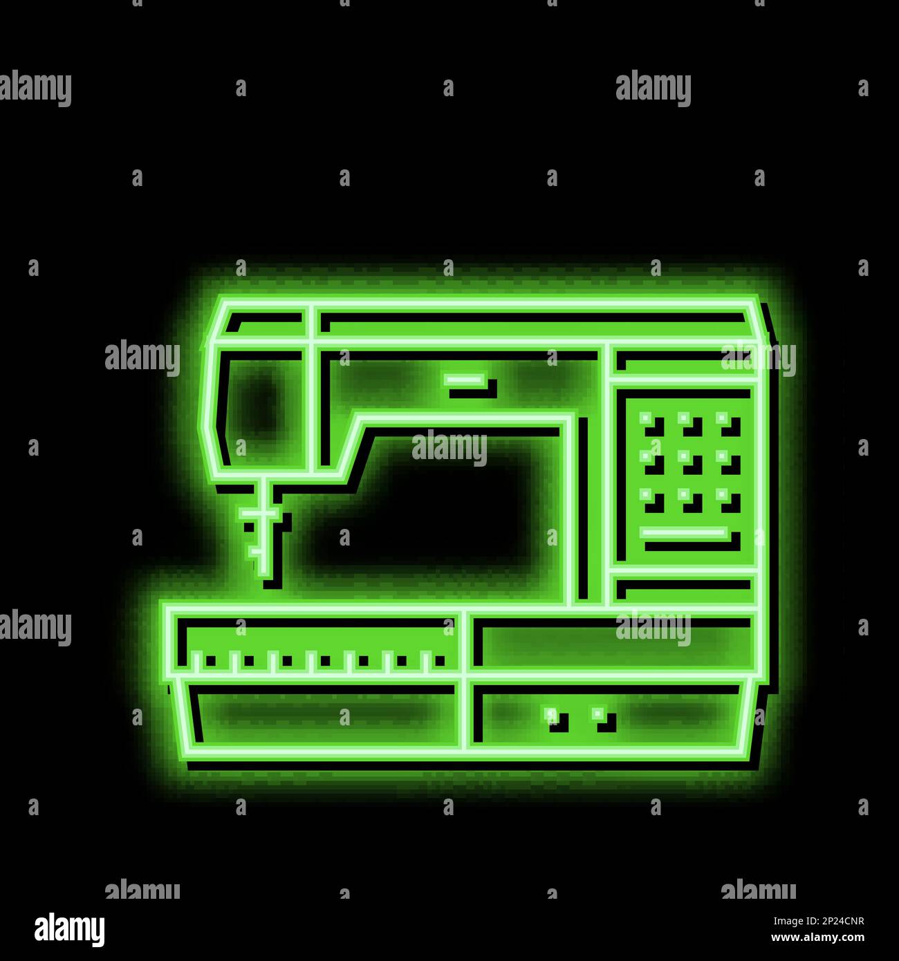 sewing machine textile equipment neon glow icon illustration Stock ...