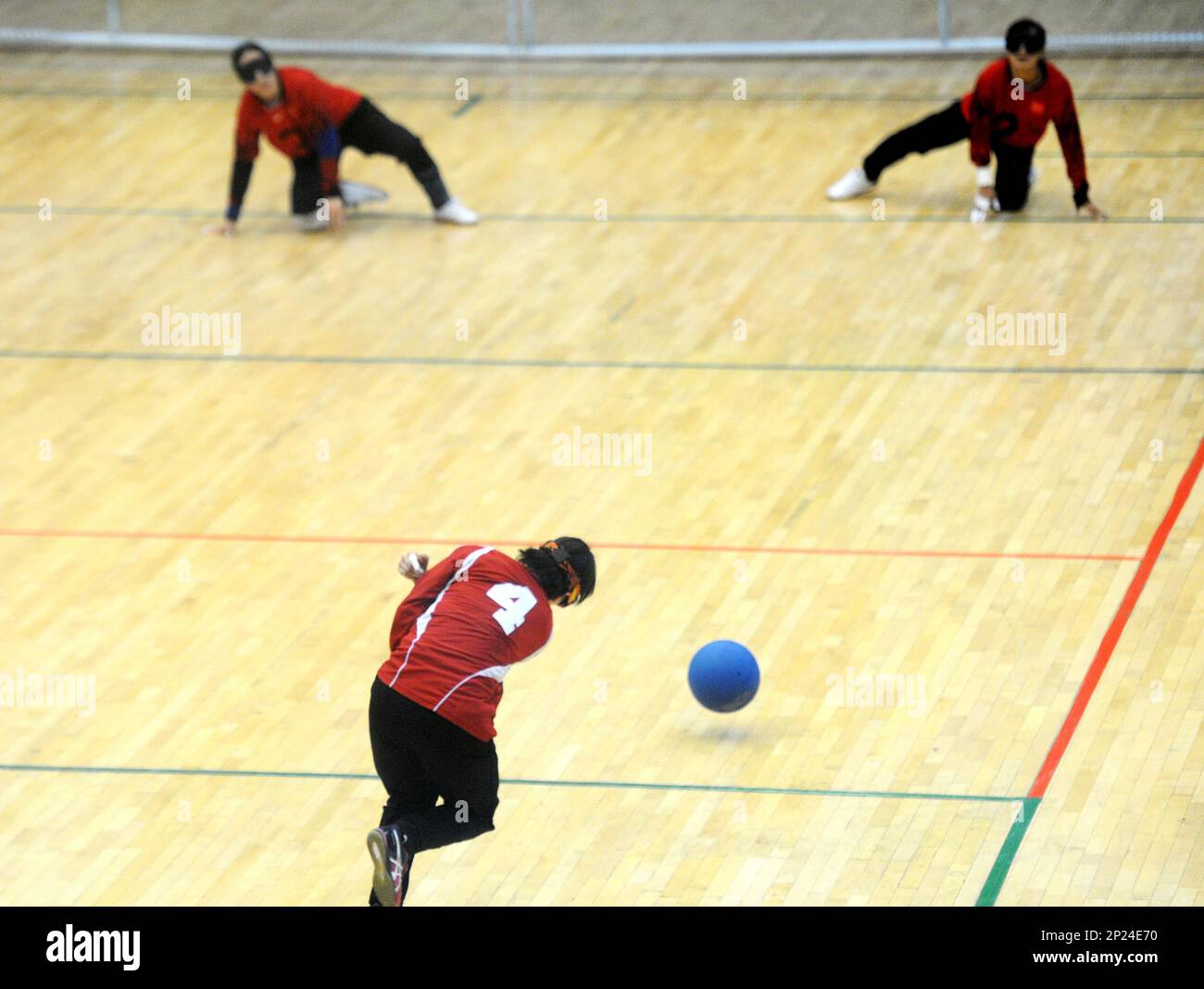 Japan's Akiko Adachi plays a shoot during the women's goalball final ...