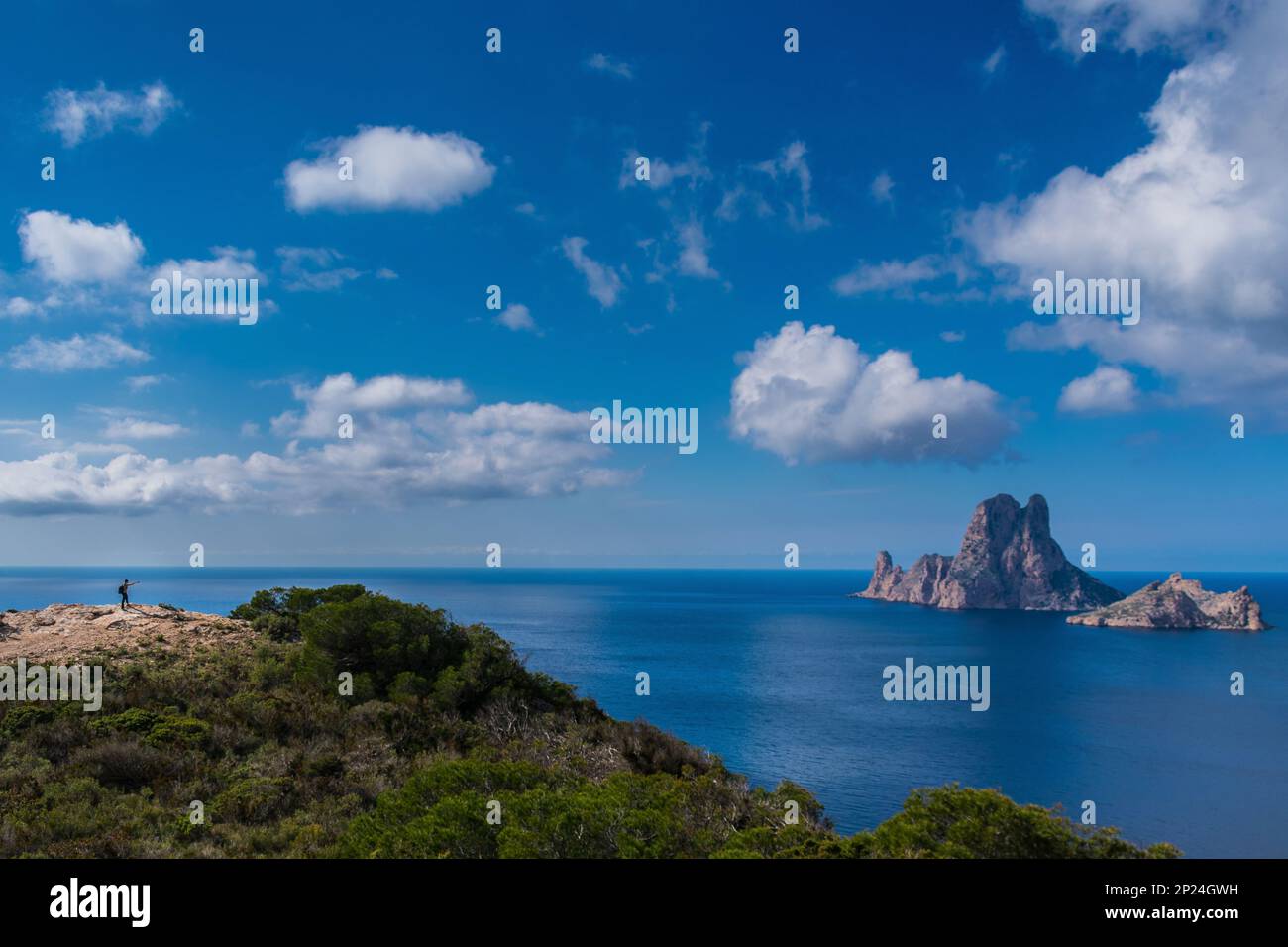 Isand of Es Vedrà from west high point of view of Ibiza Stock Photo - Alamy