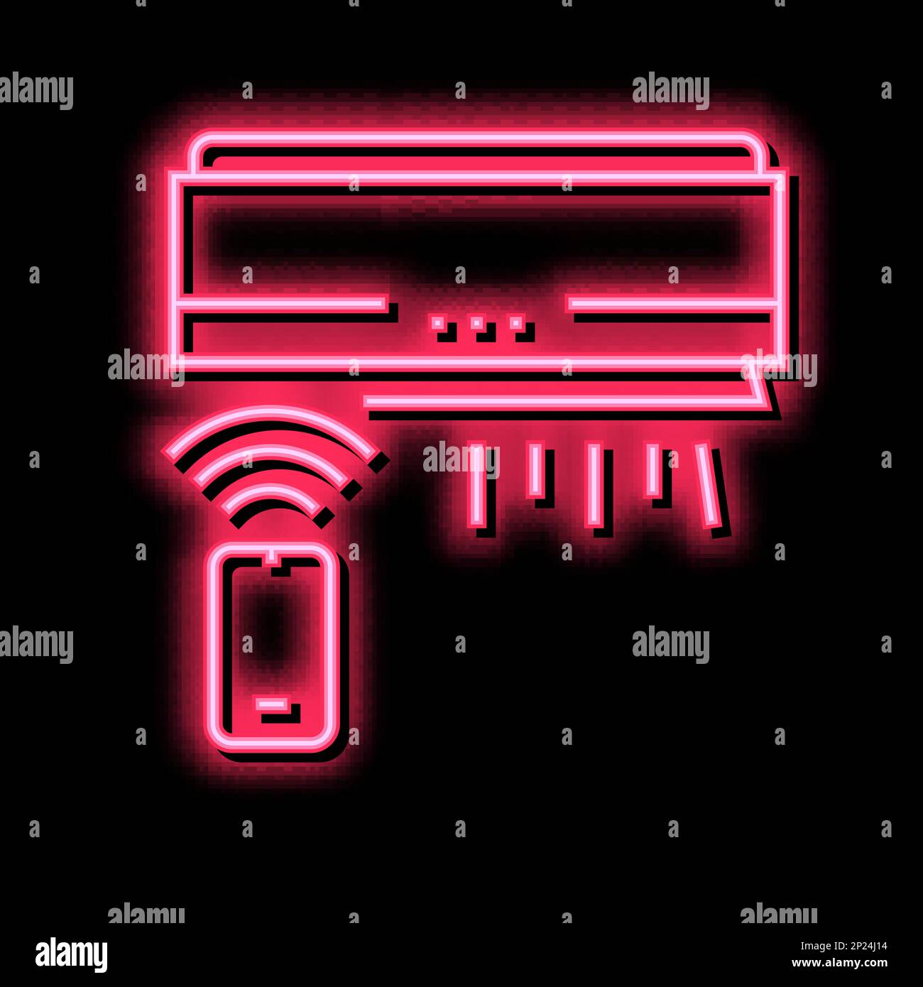 air conditioning, climate control system neon glow icon illustration ...