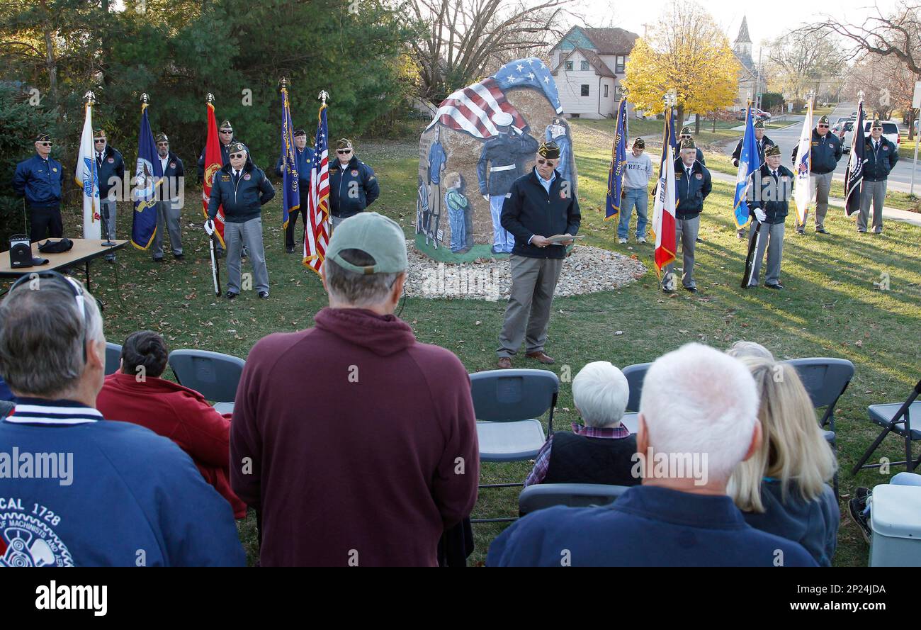 Gen. Ronald Albrecht addresses the crowd for the Freedom Rock ...