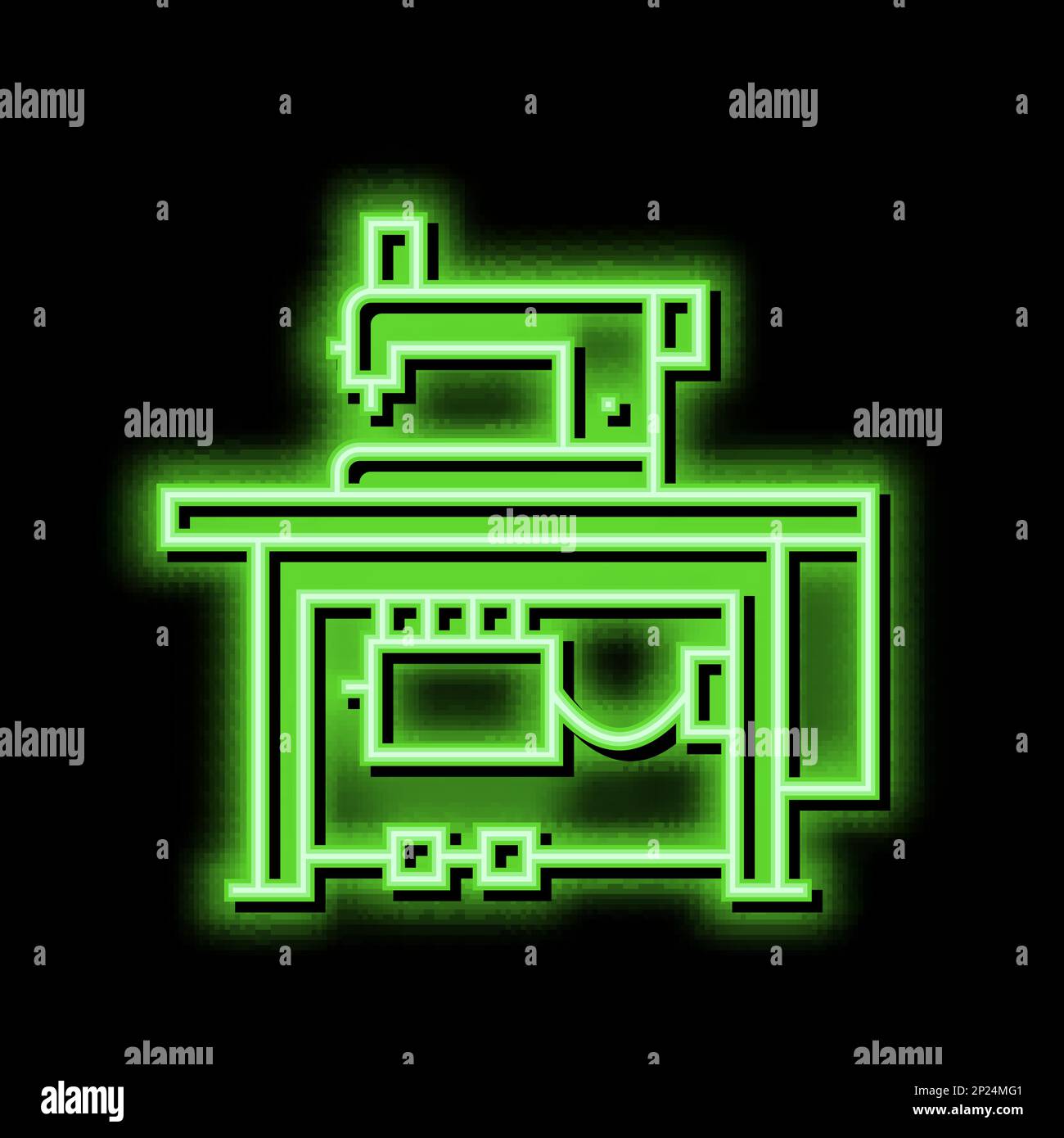 sewing machine textile workplace neon glow icon illustration Stock ...