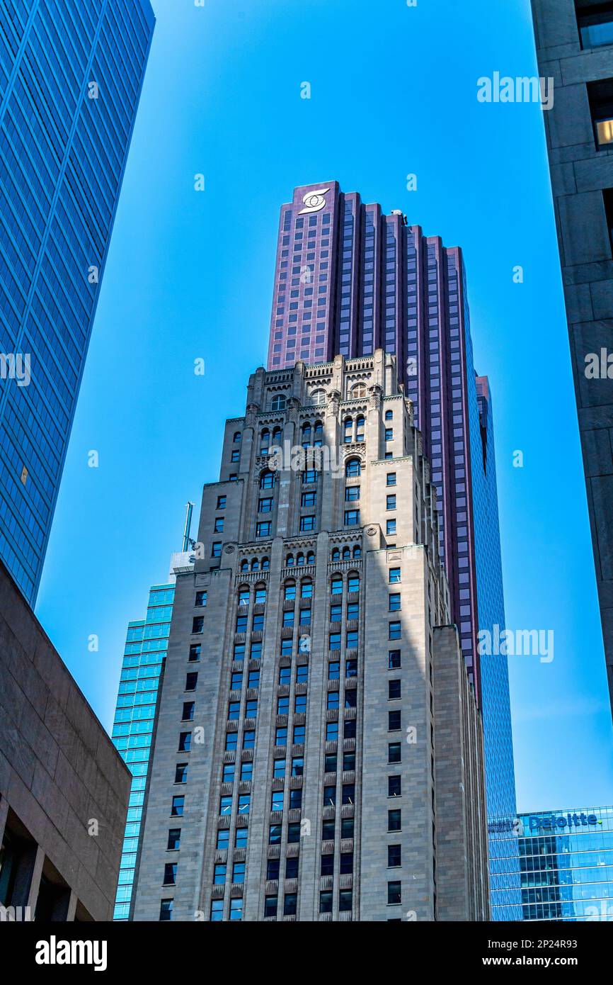 Architecture contrast of skyscrapers in the downtown district of ...