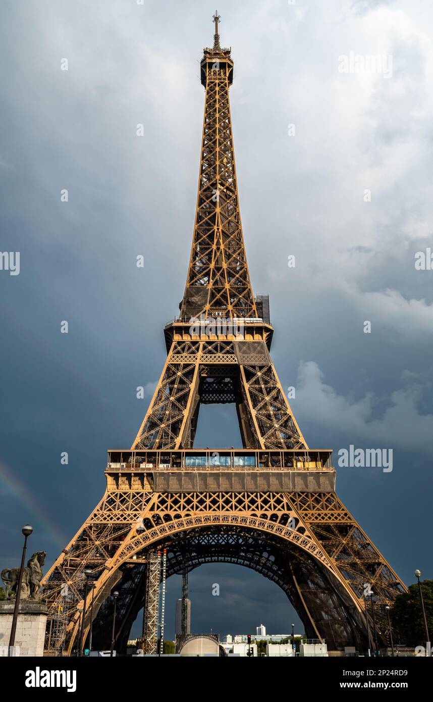 Famous Eiffel Tower (Tour Eiffel) With Rainbow In The Capital Of France ...