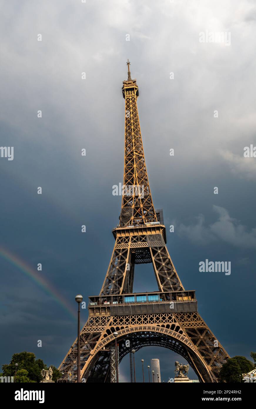 Famous Eiffel Tower (Tour Eiffel) With Rainbow In The Capital Of France ...