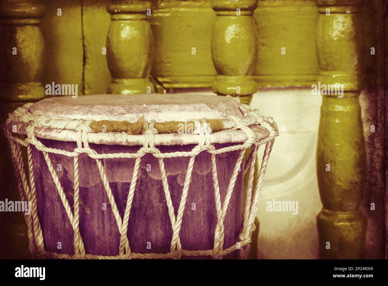 Homemade drum on the porch of the Museum of the Carnival, Santiago de ...
