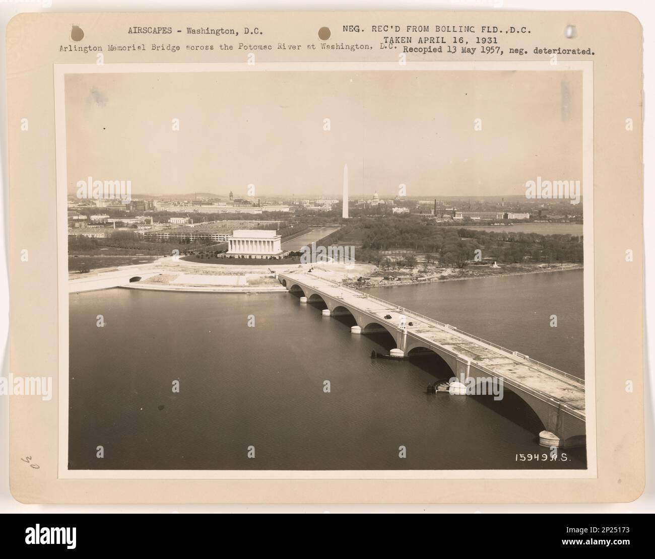 Washington D.C. - Arlington Memorial Bridge, Aerial Photograph Stock ...