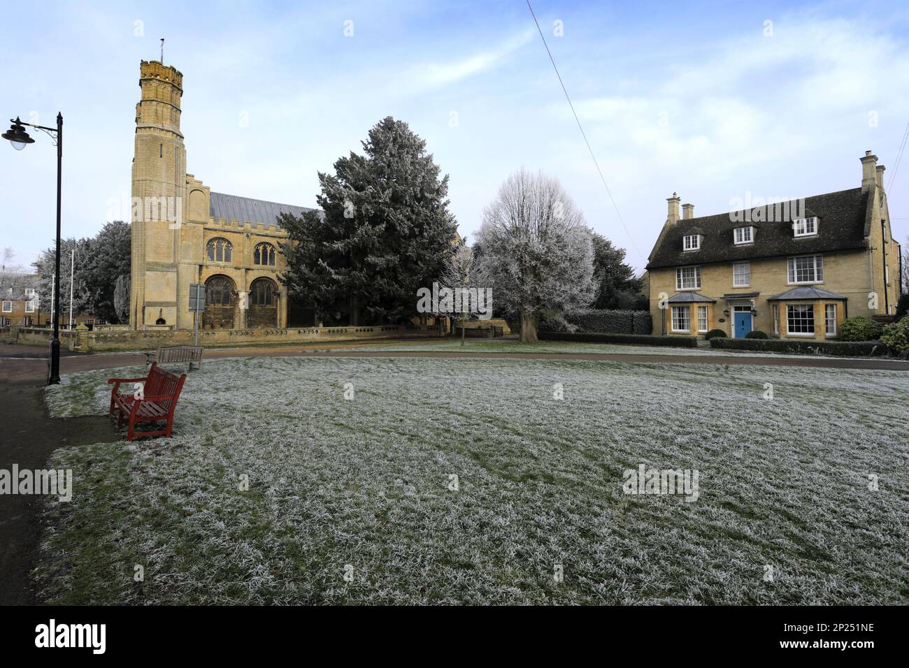Winter frost over the Thorney Abbey church, Thorney village ...