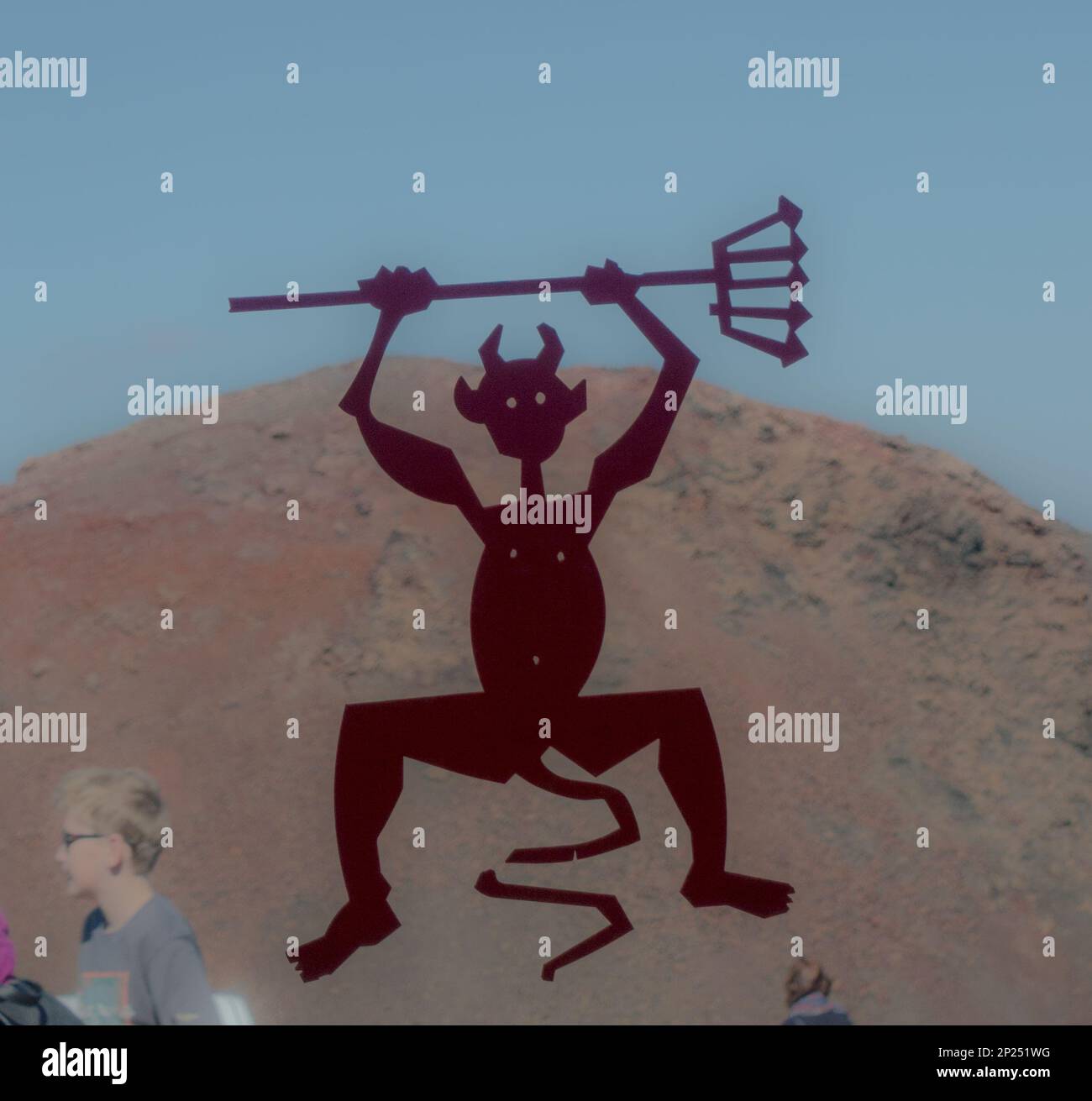 Devil symbol, Timanfaya National Park, Lanzarote, Canary Islands, Spain ...