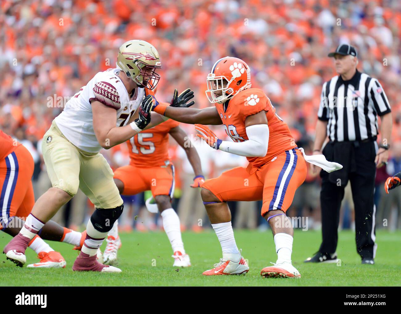 NOVEMBER 7, 2015: Florida State's Brock Ruble (71) blocks Clemson ...