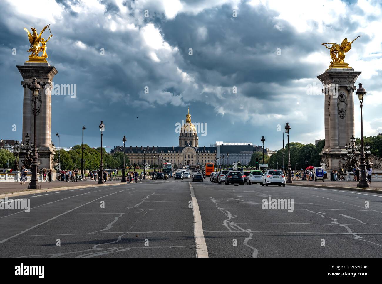 Church Dome Of Les Invalides And Bridge Pont Alexandre III in Paris ...