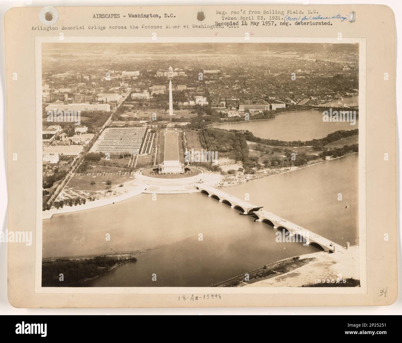 Washington D.C. - Arlington Memorial Bridge, Aerial Photograph Stock ...