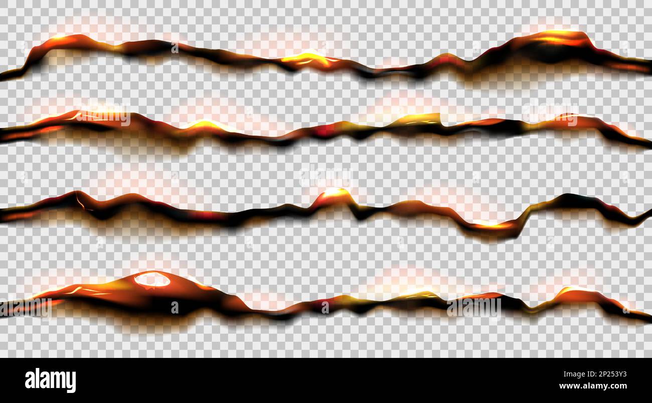 Burning paper frame, hot fire. Smouldering parchment edges, uneven ...