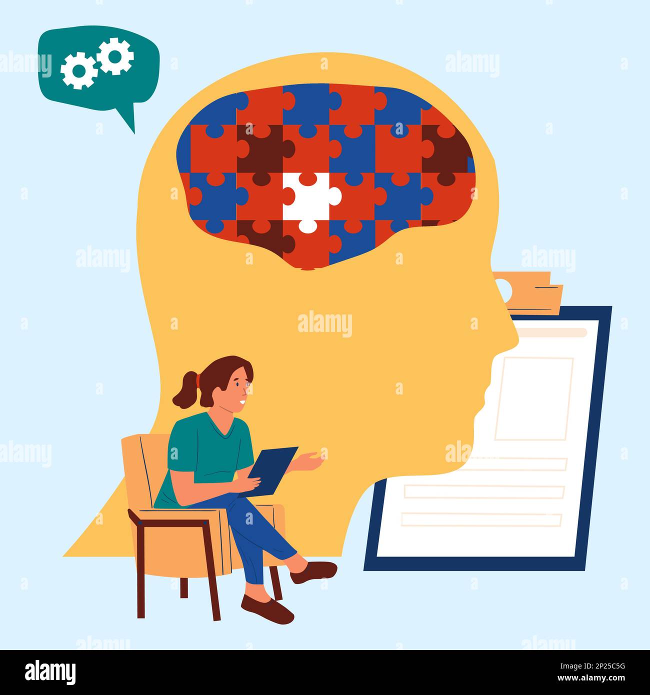 Head puzzle in brain Stock Vector Images - Alamy