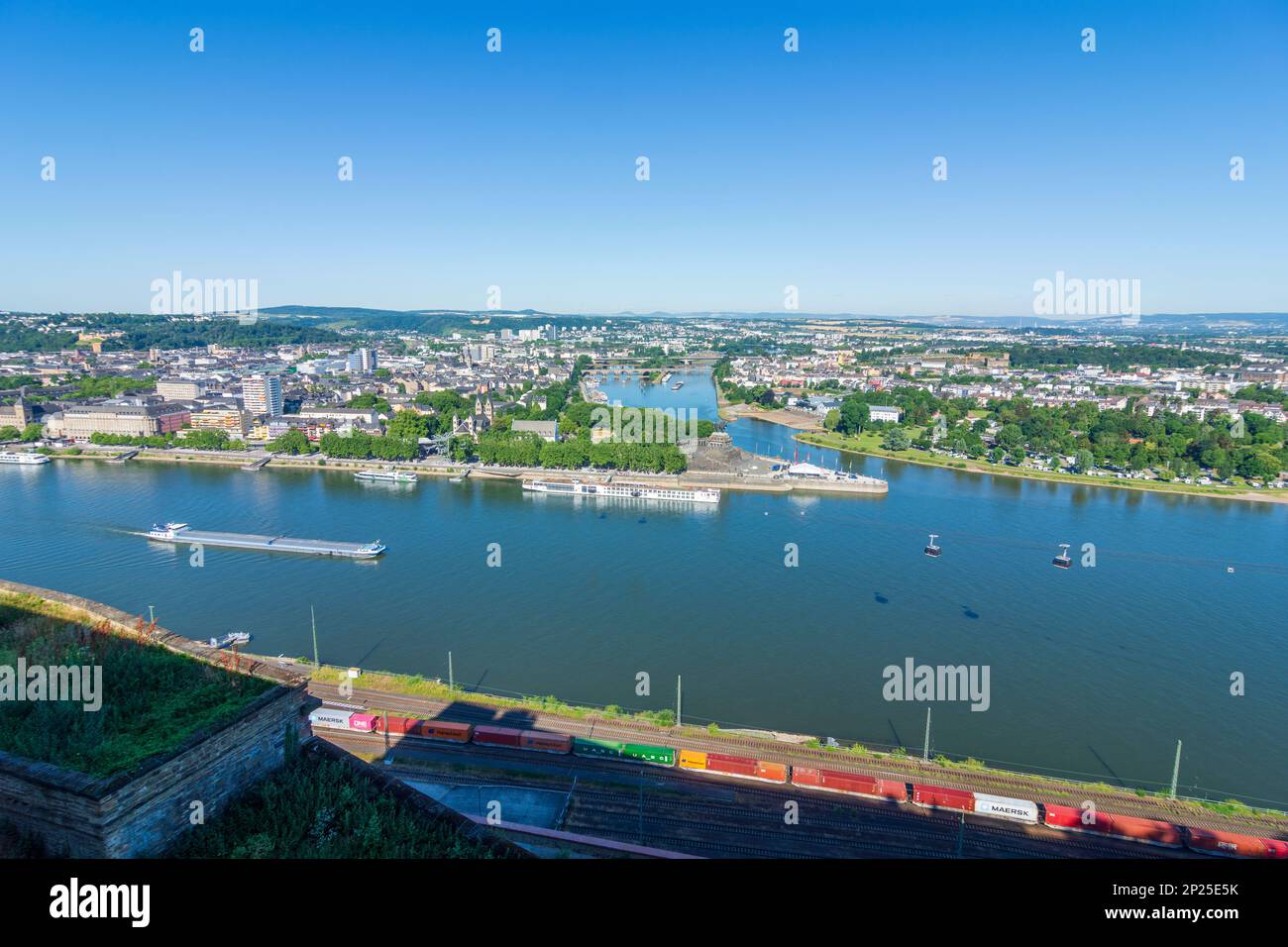 Koblenz: view from Ehrenbreitstein Fortress to Deutsches Eck ("German ...