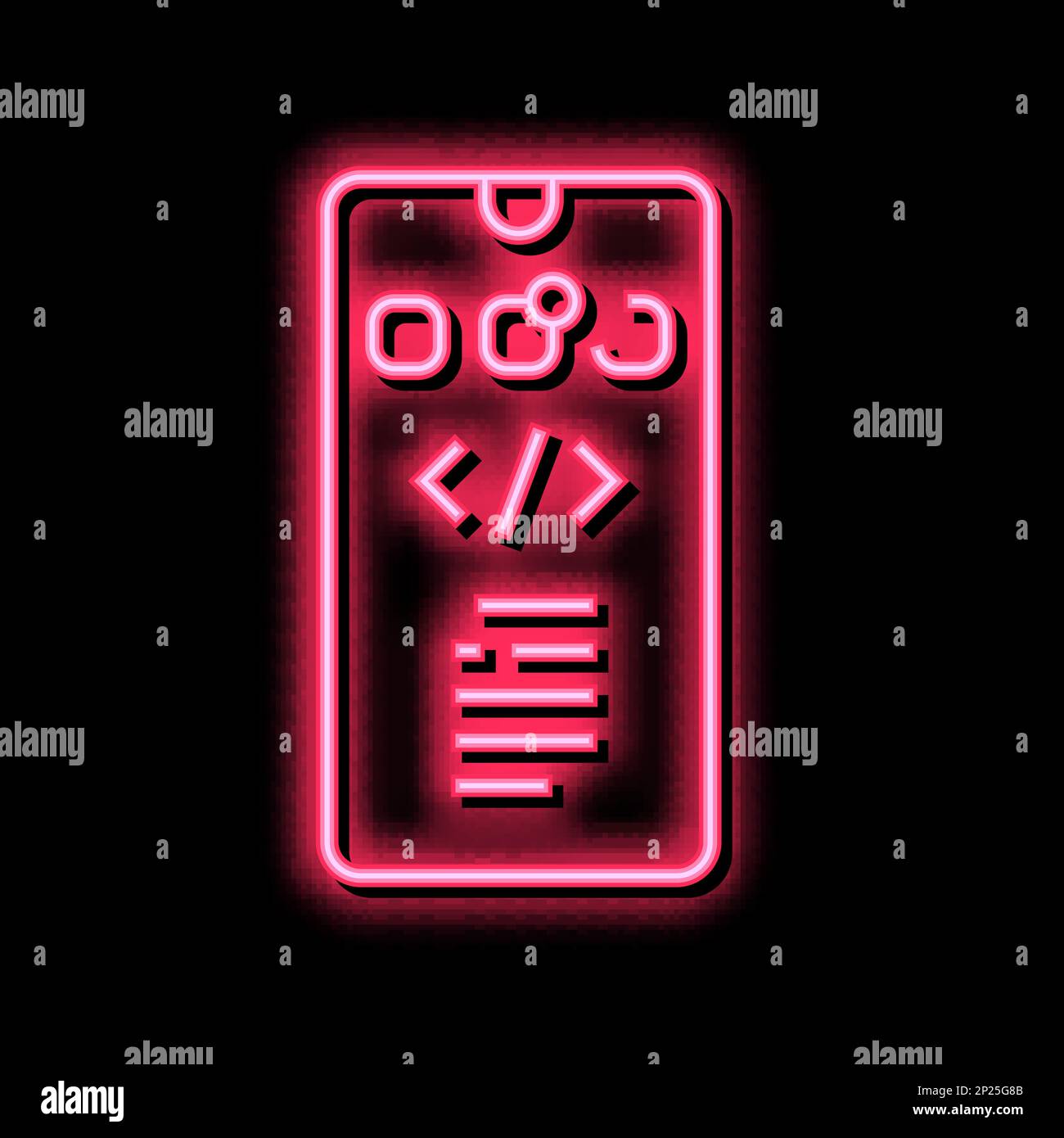 phone application development neon glow icon illustration Stock Vector ...