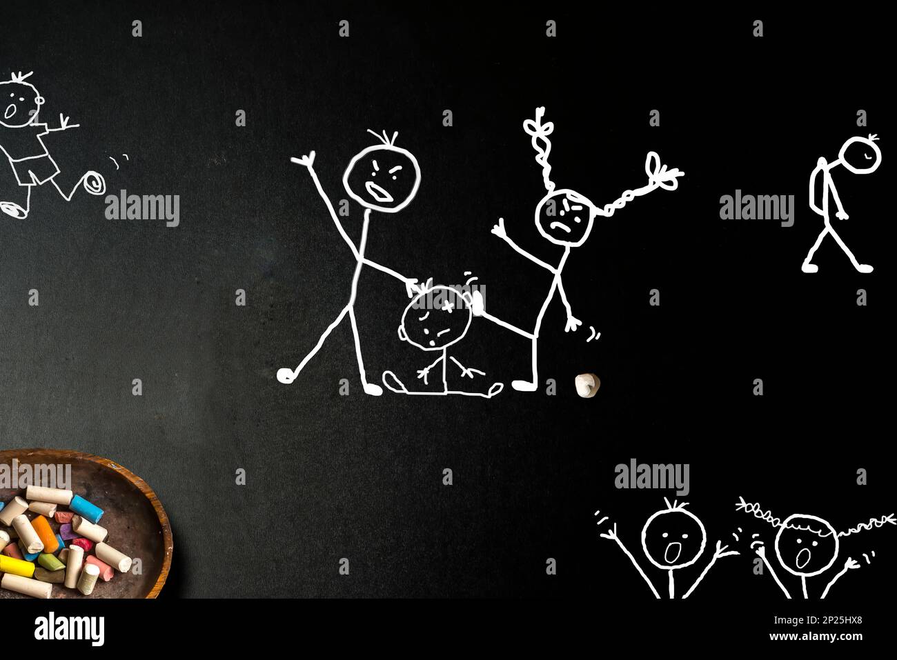 Bullying, boy and girl mistreating a classmate due to the inaction of ...