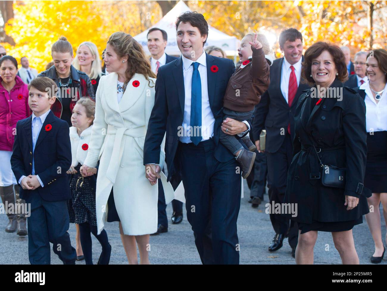 Justin Trudeau, and his wife Sophie Gregoire-Trudeau and their children ...