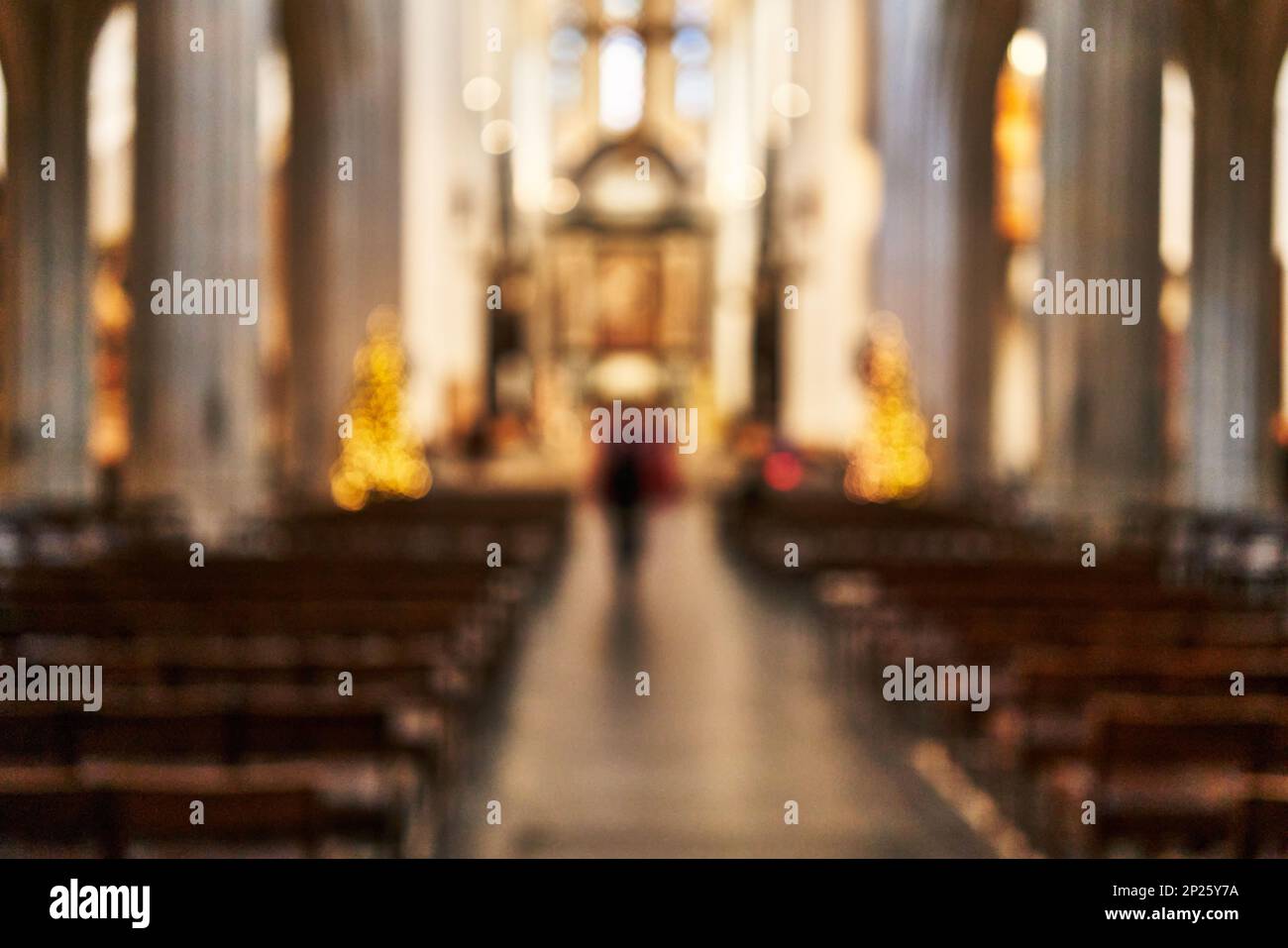 Picture of blurred catholic church Stock Photo - Alamy