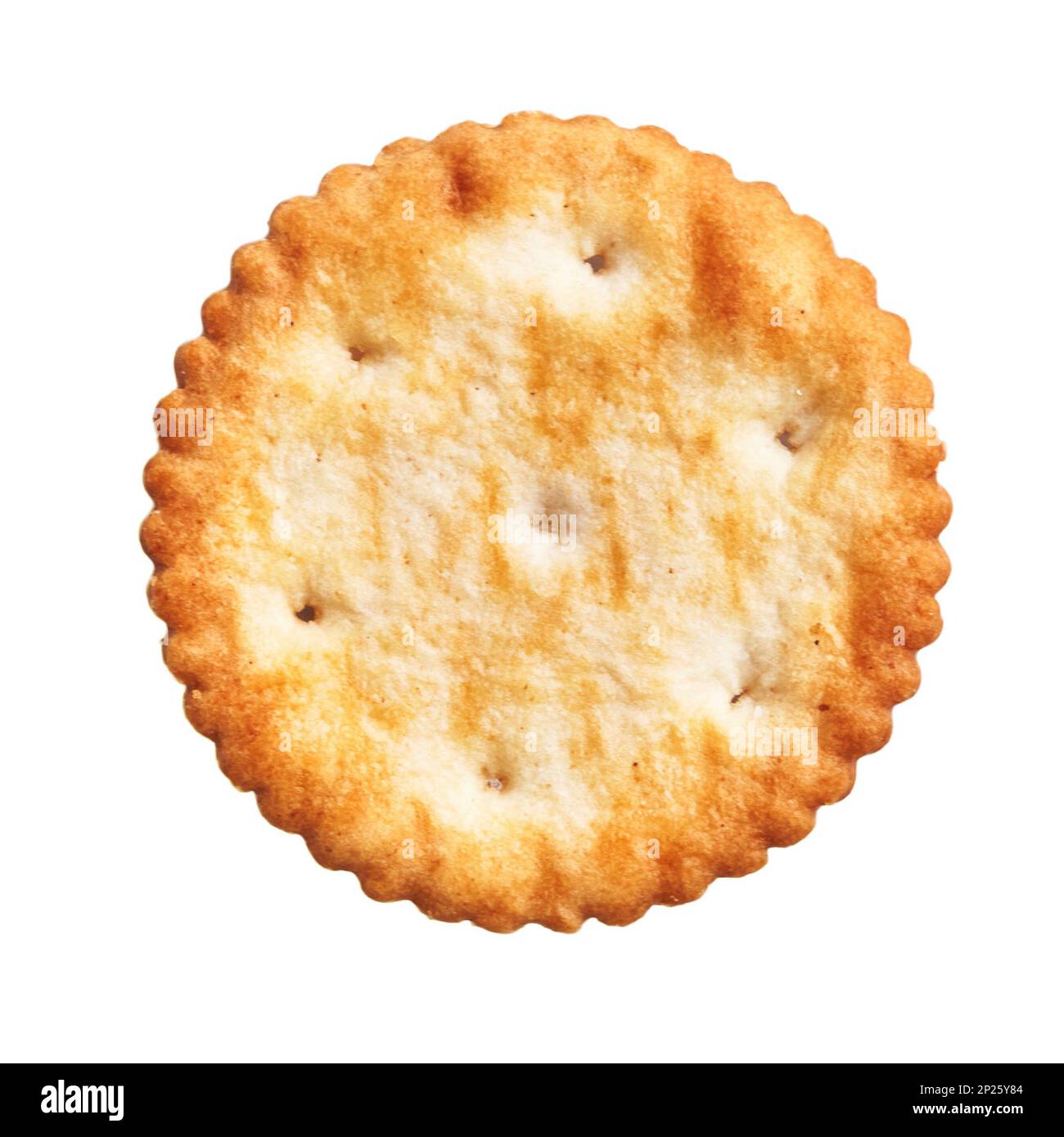 Delicious single salty biscuit over isolated white background Stock ...