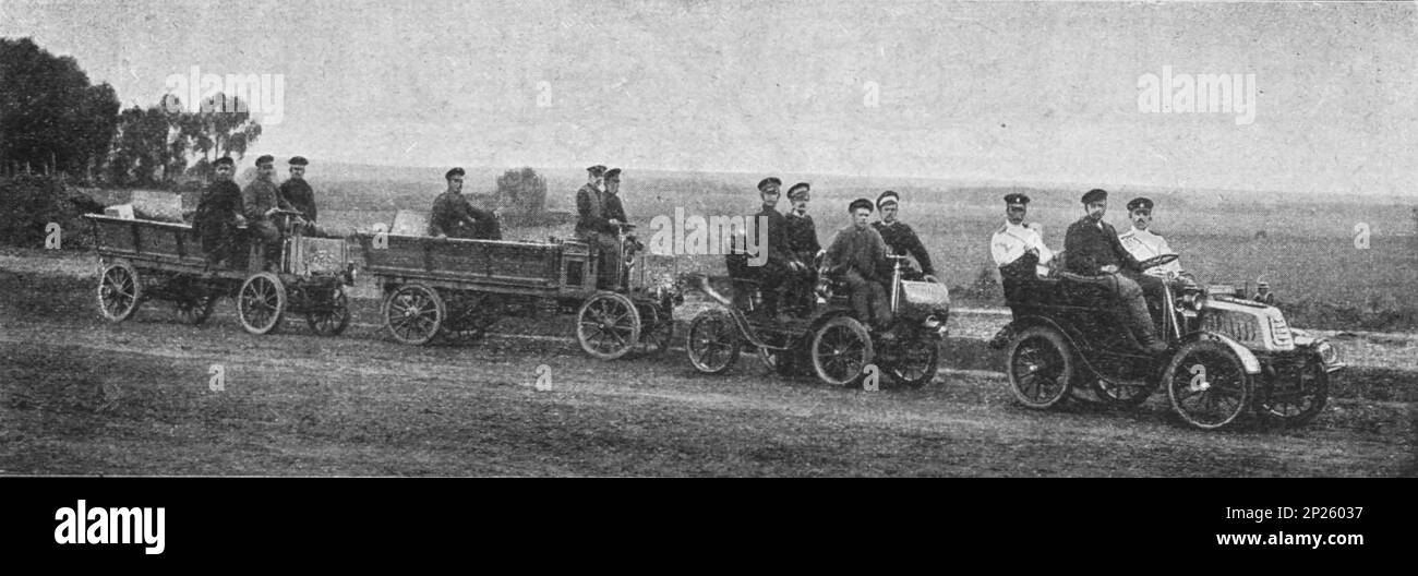 Cars and cargo motors at the Moscow army in 1902 Stock Photo - Alamy
