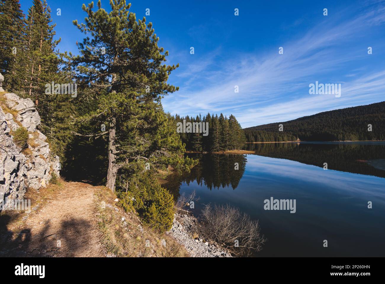 Beautiful view of Black lake, Crno Jezero in Durmitor National Park ...