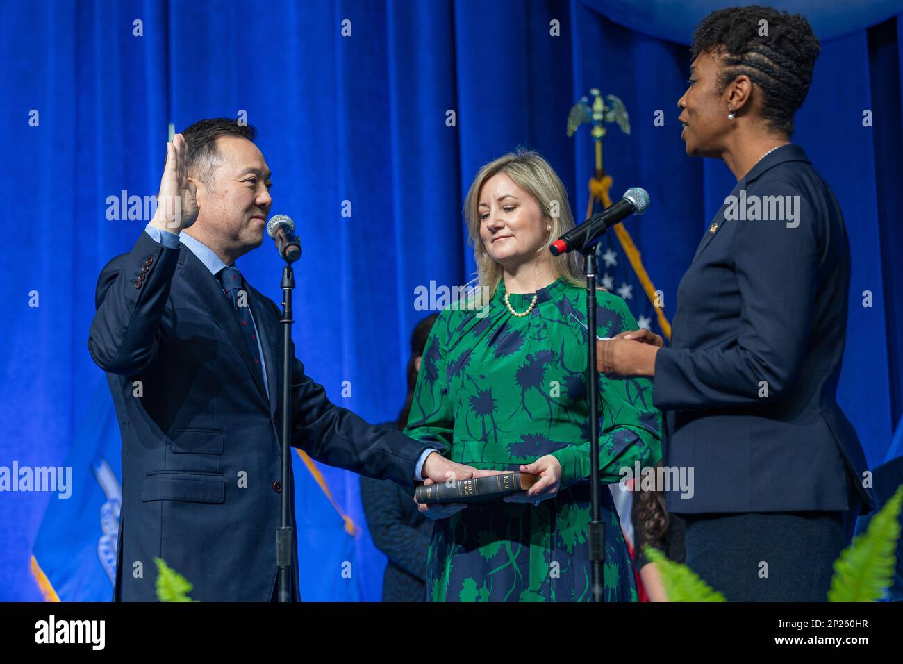 Attorney General William Tong, left, stands alongside his wife ...