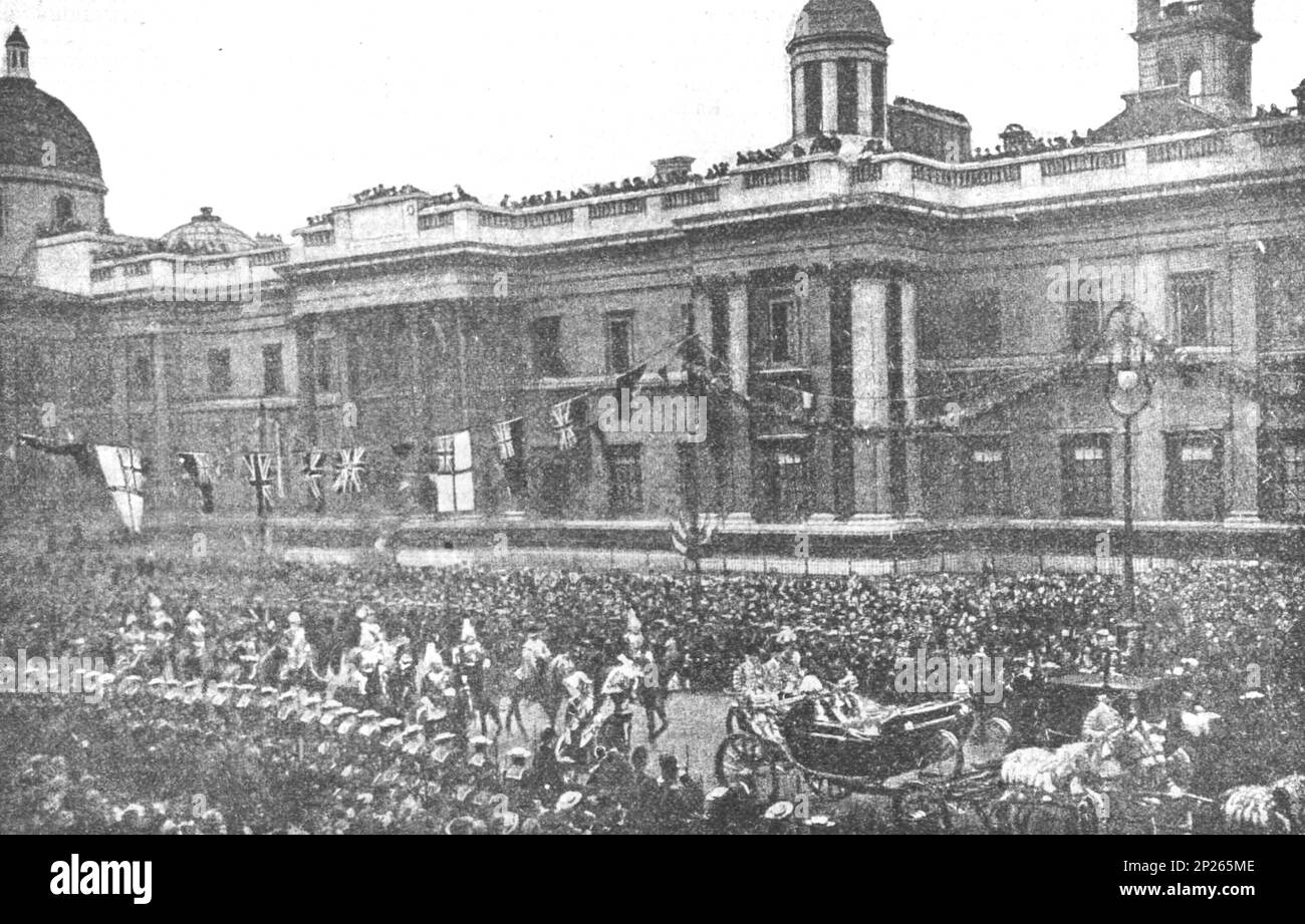 Solemn entry of King Edward VII and Queen Alexandra in London. Photo ...