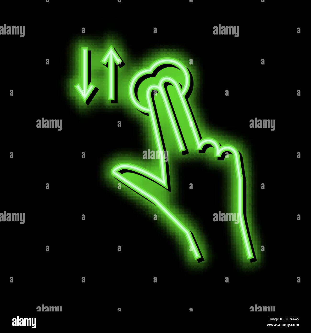 two fingers swiping on smartphone screen neon glow icon illustration ...