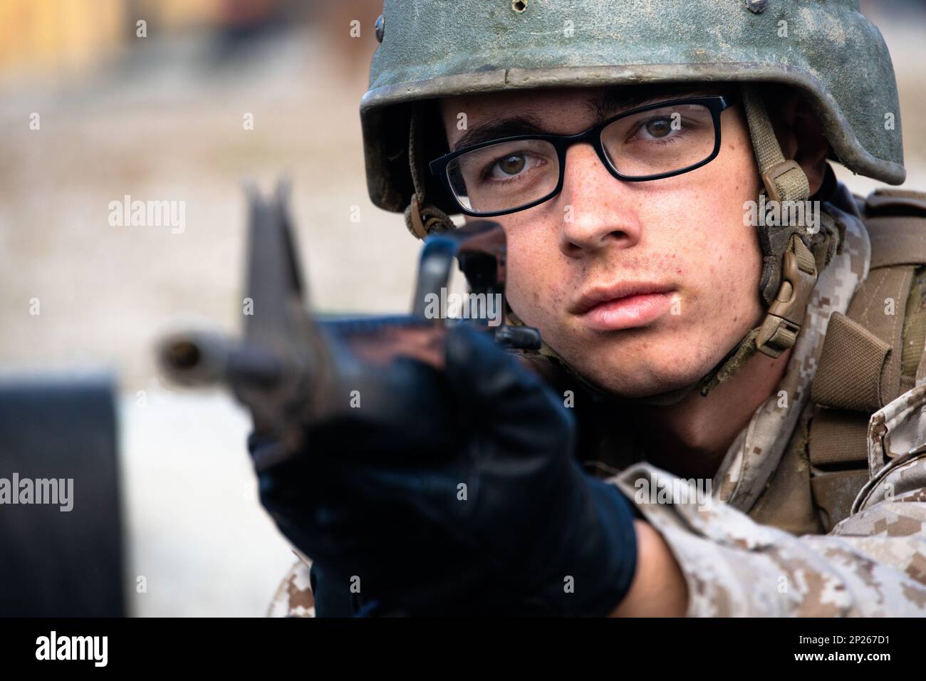 A U.S. Marine Corps Recruit Riley J. Poznanski with Alpha Company, 1st ...