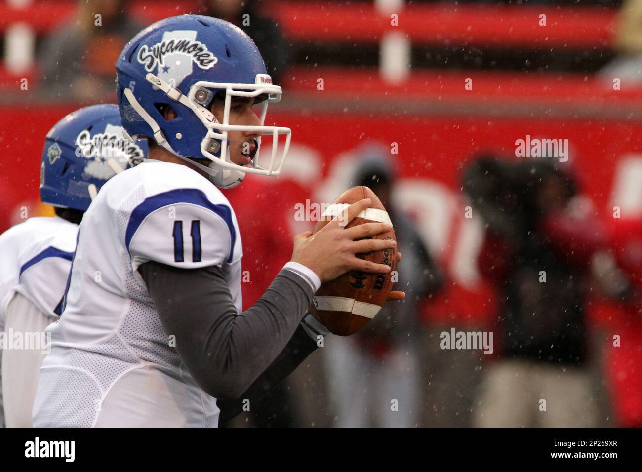 31 October 2015: With rain falling, Matt Adam(11) stands in the pocket ...