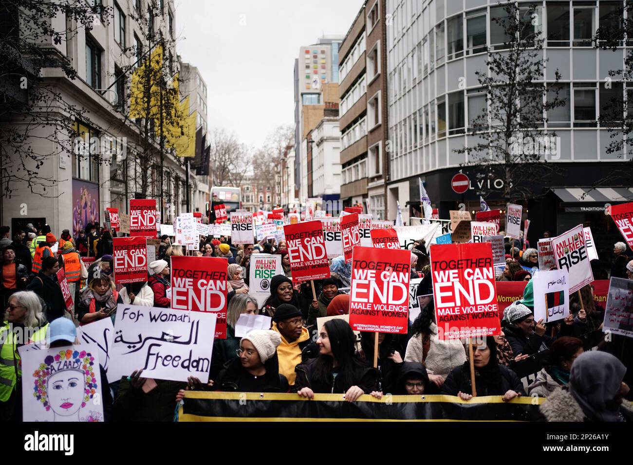 Protesters during a Million Women Rise march from Oxford Street to ...