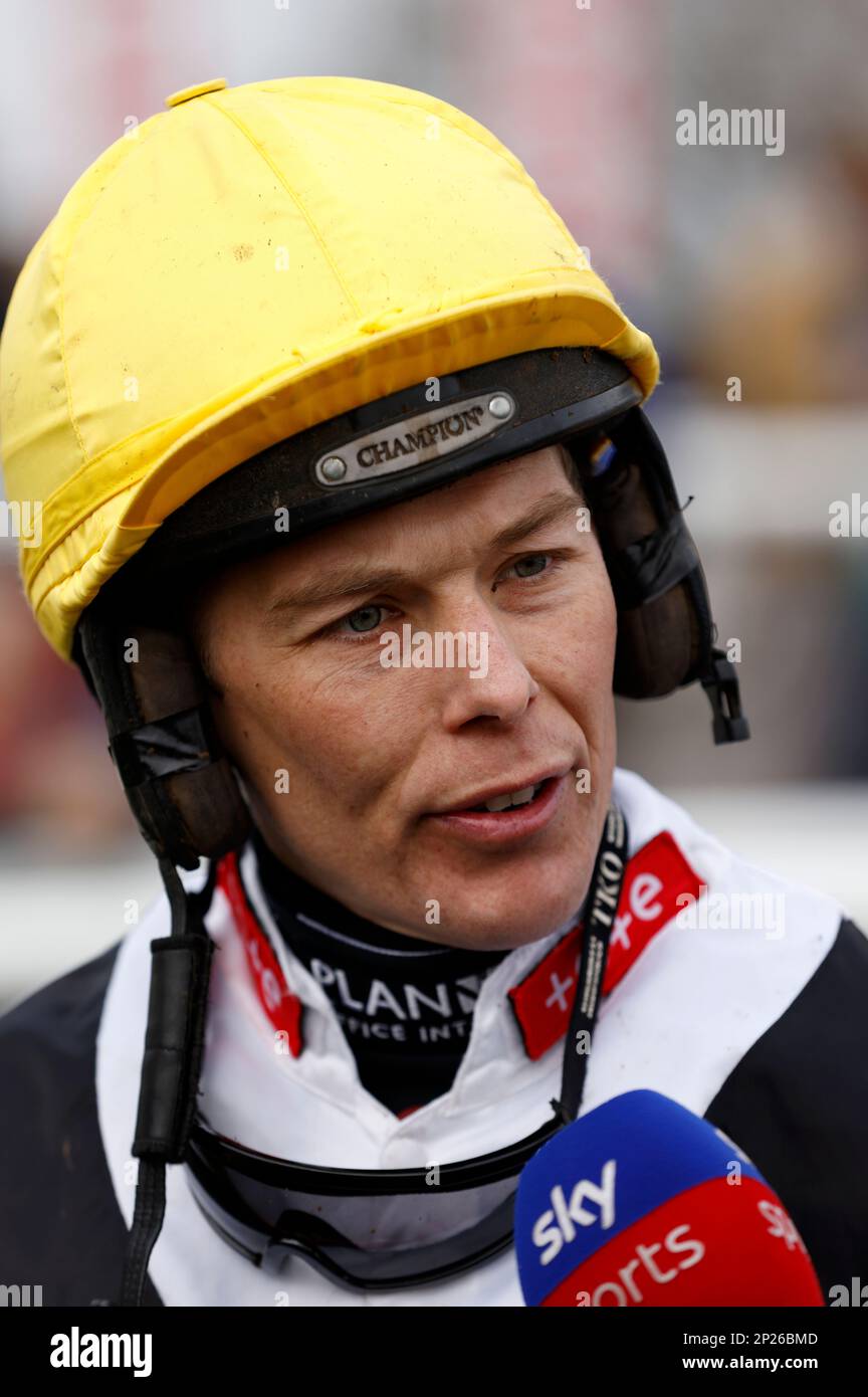 Jockey Lee Edwards after winning the Virgin Bet Best Odds Daily Novices ...