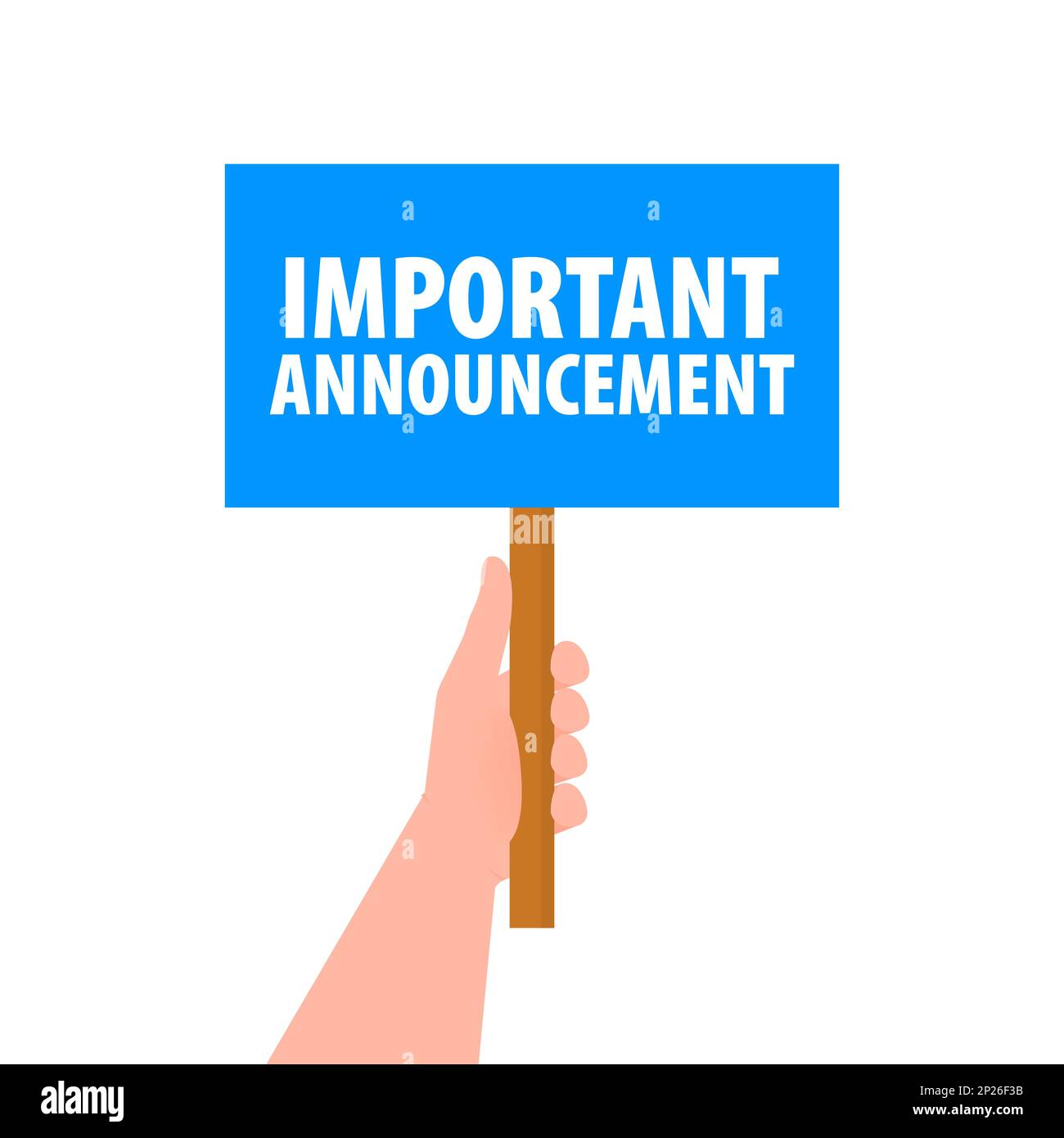 Hand holding placard with space for text Important Announcement Stock ...