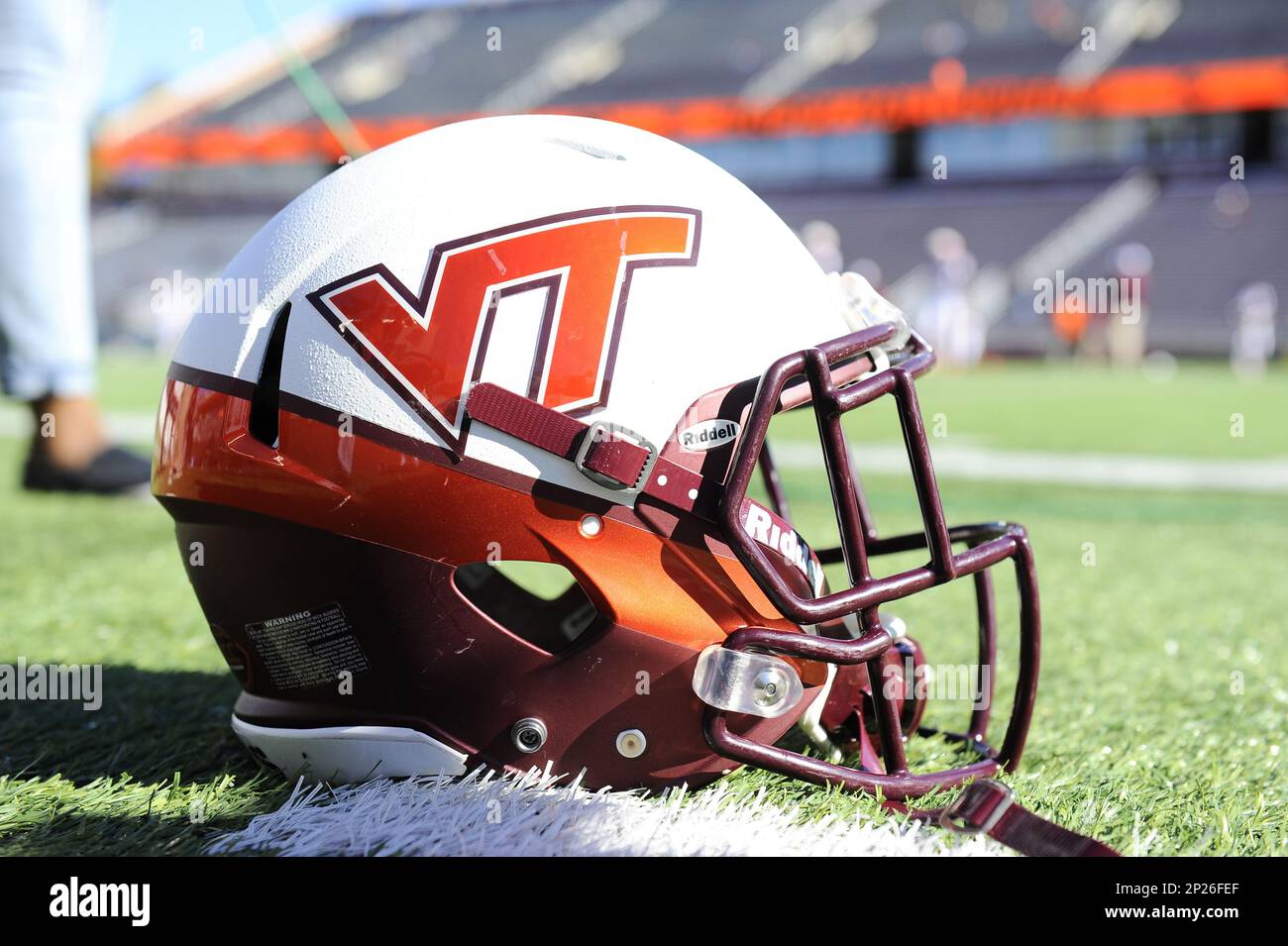 Saturday, October 31, 2015: A Virginia Tech Hokies helmet sits on the ...