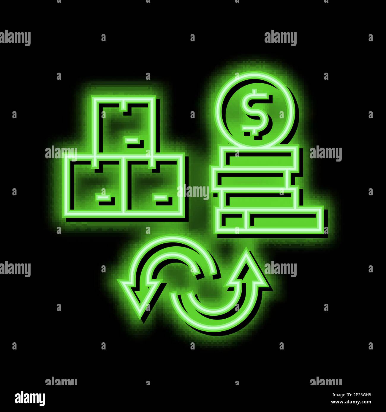 goods to money converter neon glow icon illustration Stock Vector Image ...