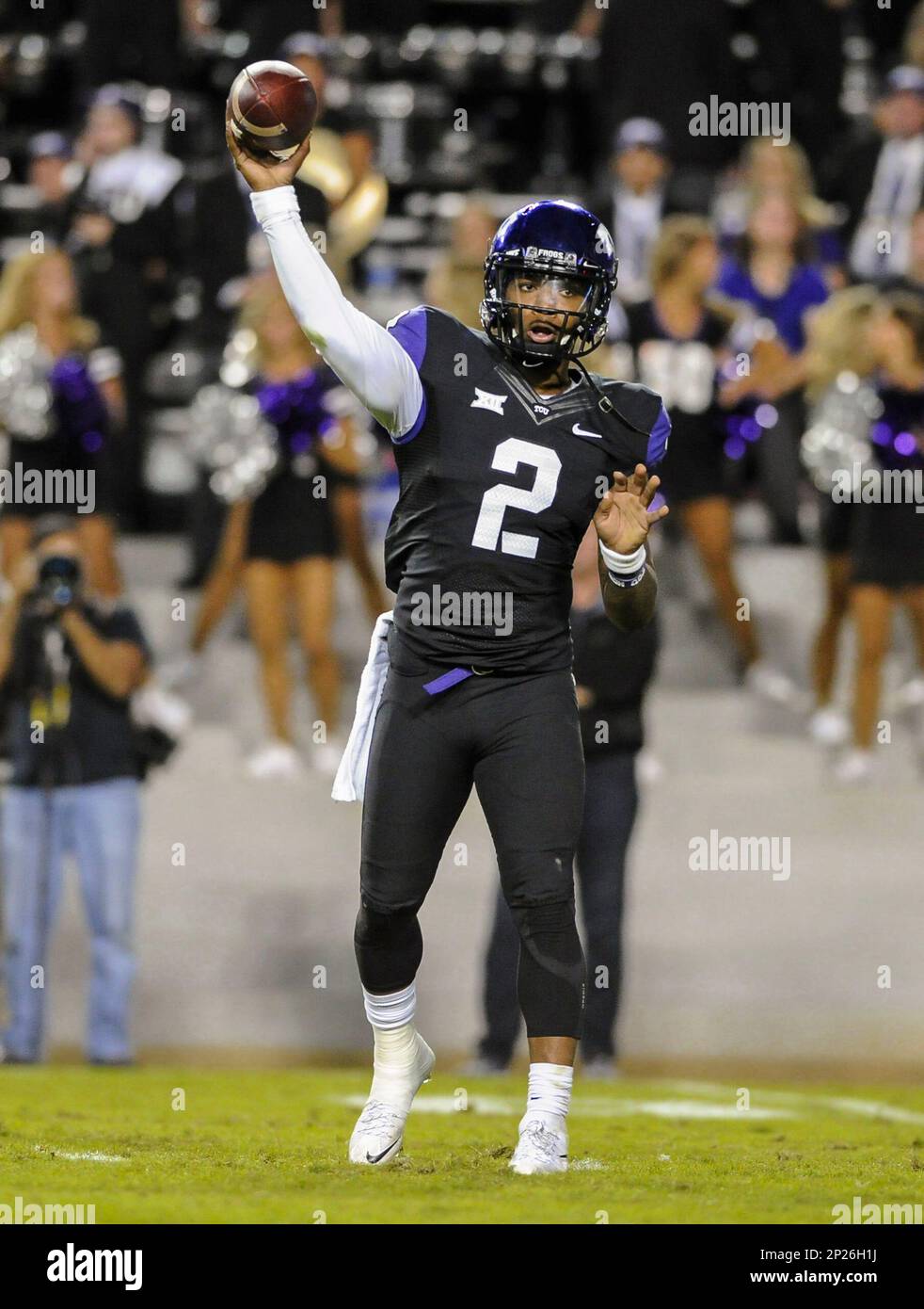 TCU quarterback Trevone Boykin (2) throws a pass during an NCAA ...